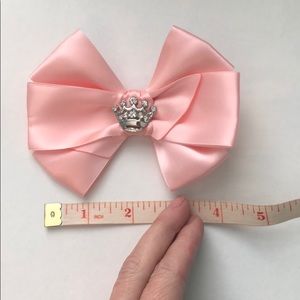 boutique | Accessories | Boutique Pink Satin Bow With Princess Crown ...